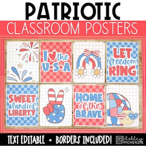 Patriotic 4th of July Posters With Printable Bulletin Board Borders ...