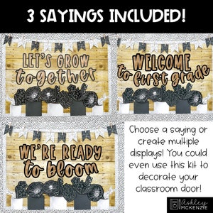 Black and White Floral Back to School Classroom Decor, Bulletin Board ...