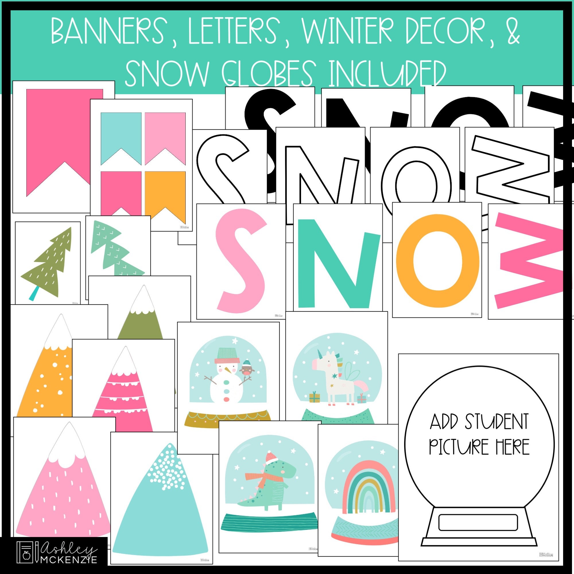Winter Snow Globe Bulletin Board Kit, Classroom Decor (digital Download ...
