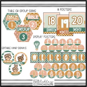 Modern Gingham Checkered Themed Classroom Decor Bundle, Editable ...