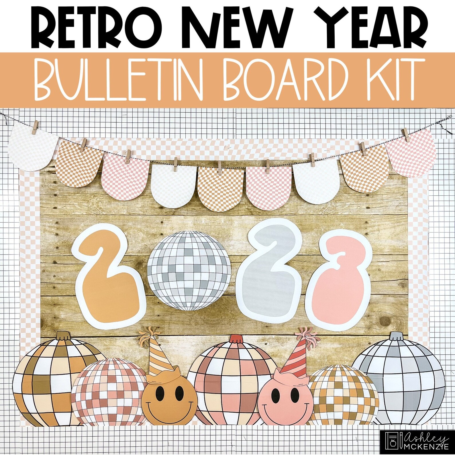 Retro New Year Bulletin Board Kit Holiday Season Theme Easy - Etsy