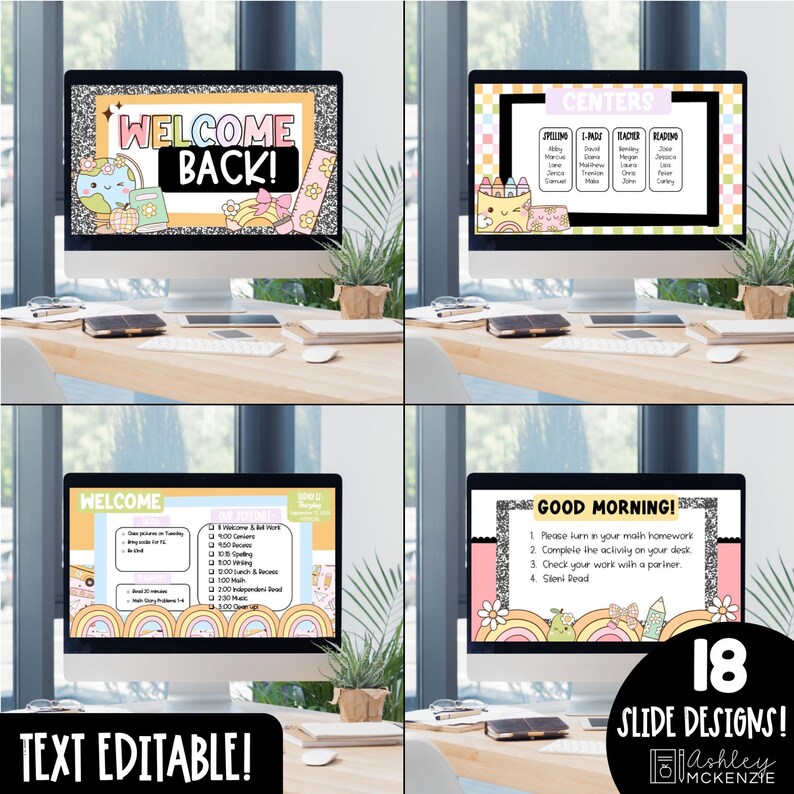 Happy Pastel Back to School Bulletin Board Bundle Morning Meeting Slide ...