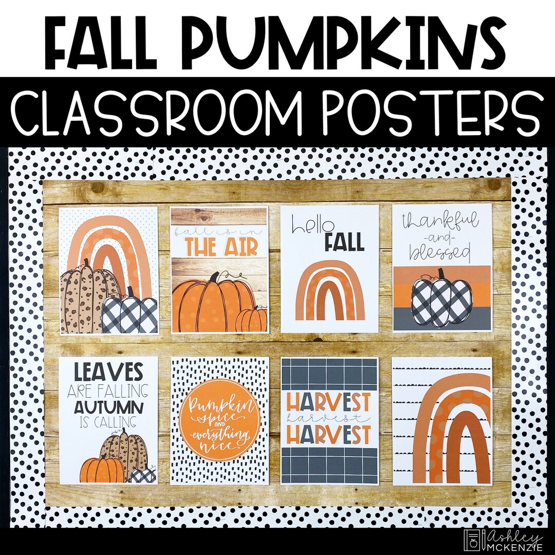 Fall Pumpkins Classroom Posters, Easy Halloween Classroom Decorations ...