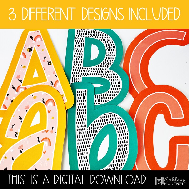 Boho Honey Bee Classroom Decor A-Z Bulletin Board Letters - Etsy