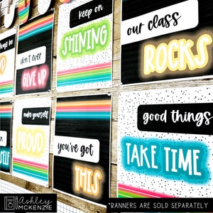 Neon Brights Classroom Posters, Easy and Modern Classroom Decorations ...