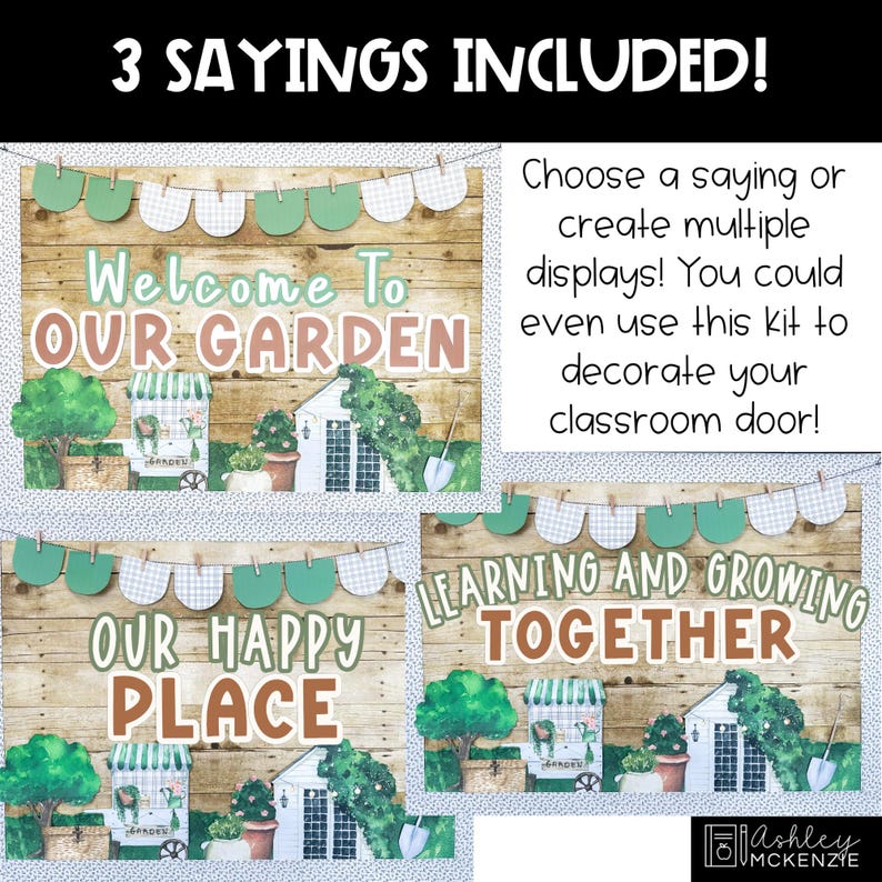 Modern Garden Bulletin Board, Nature Classroom Decor, Easy Door ...