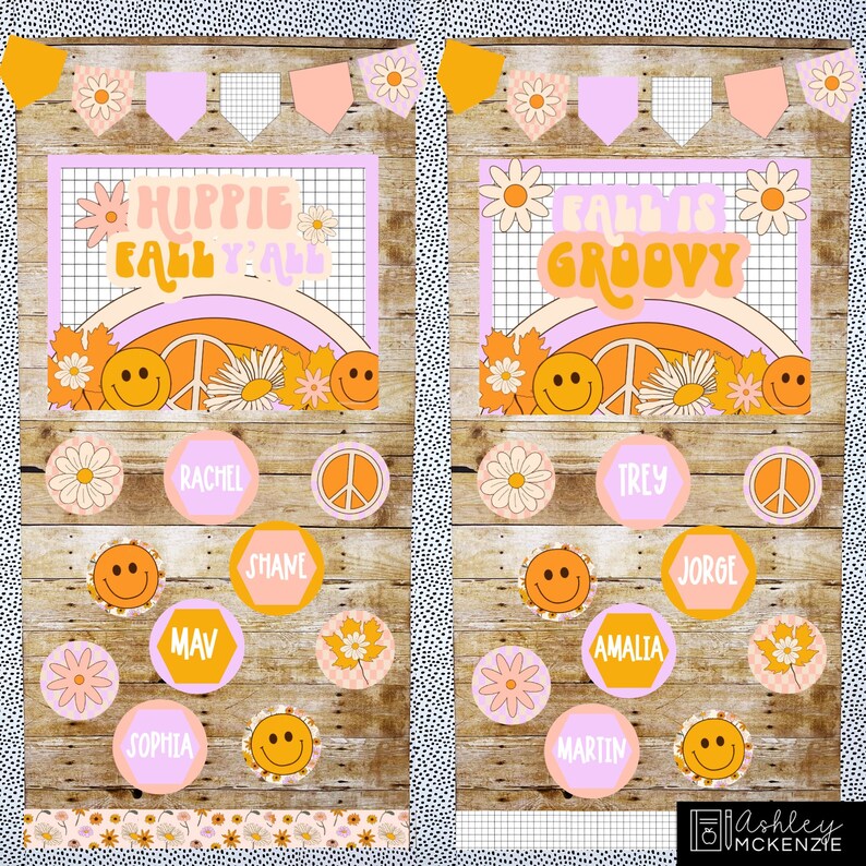 Retro Fall Classroom Door Decor Kit Autumn Classroom Decorations ...