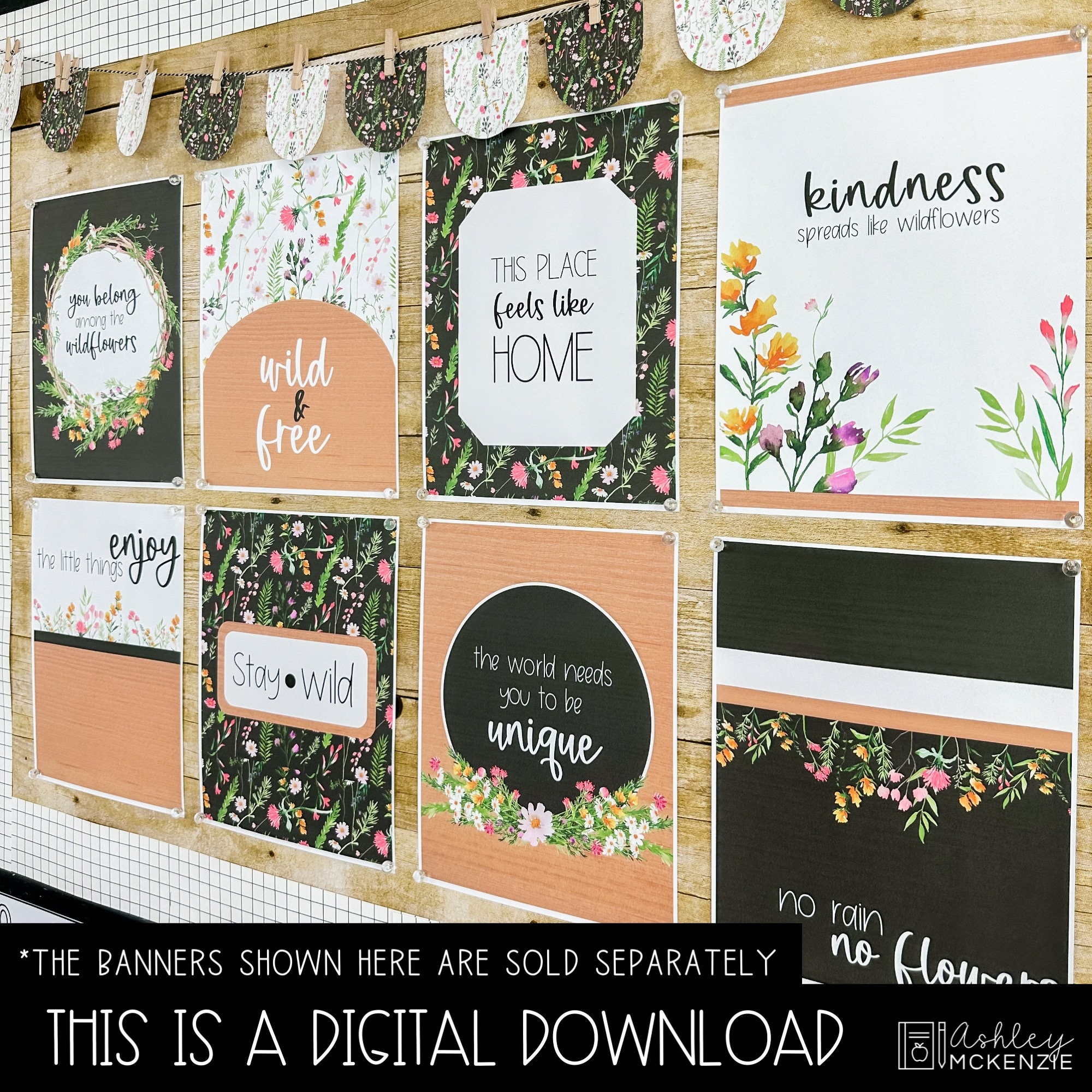 Wildflowers Back to School Classroom Decor, Bulletin Board Kit ...