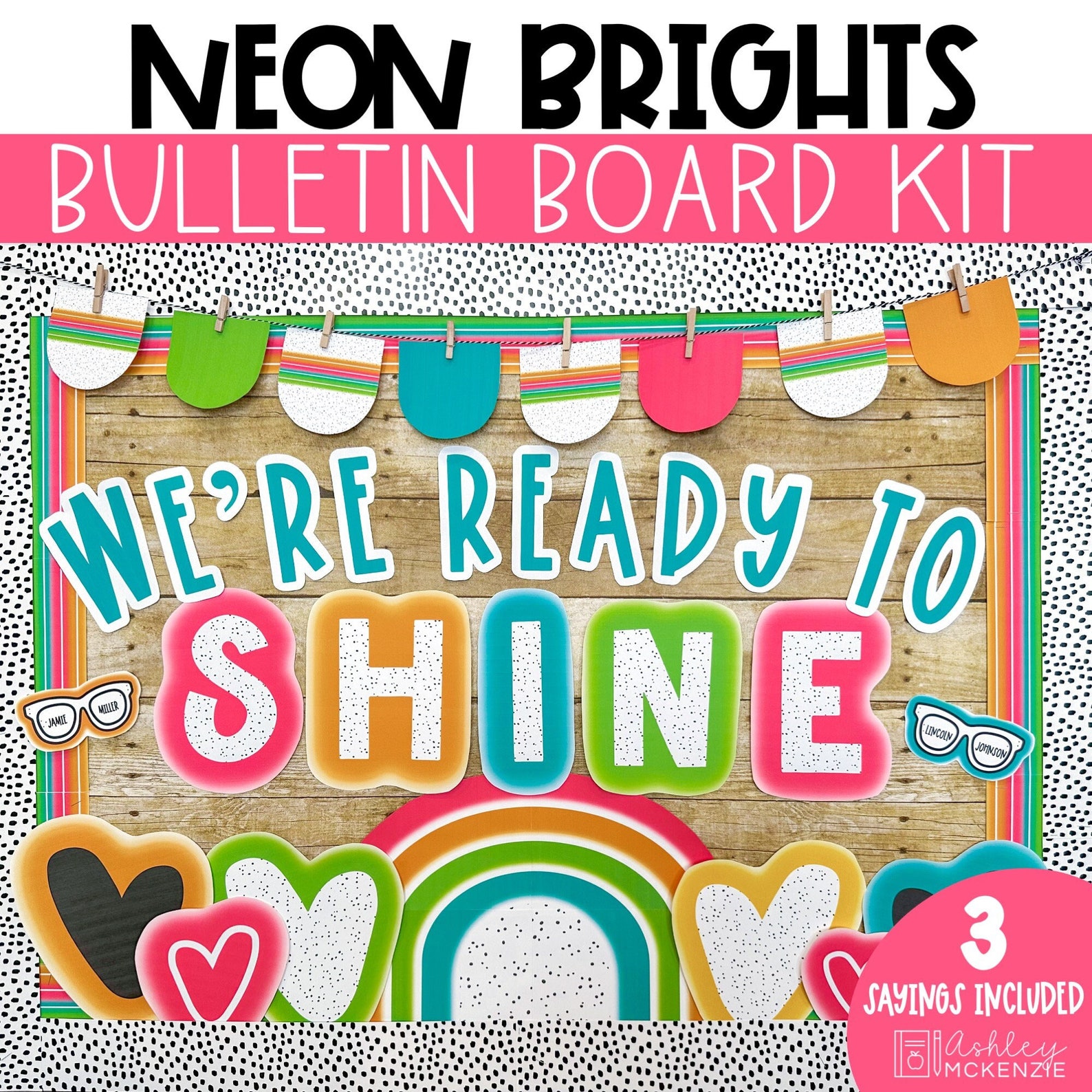 Neon Brights Back to School Bulletin Board Kit, Easy and Modern ...