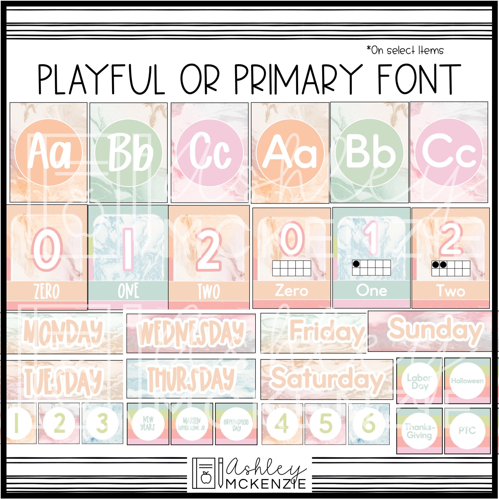 Marbled Pastel Themed Classroom Decor Bundle Editable Classroom Decor ...
