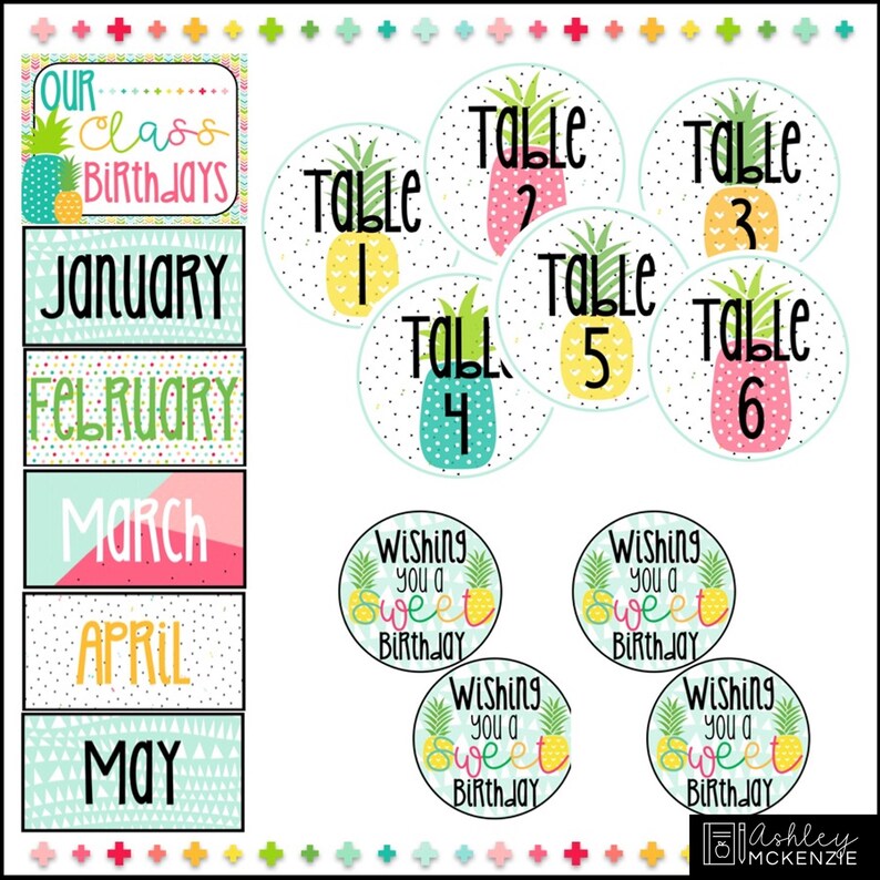 Bright Pineapple Classroom Decor Bundle, Easy and Modern Classroom ...