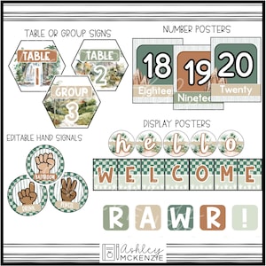 Modern Dinosaur Classroom Decor Bundle Adventure Class Theme Editable ...