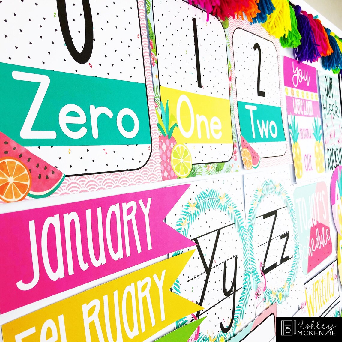 Tropical Flamingo Classroom Decor Bundle Easy and Modern - Etsy