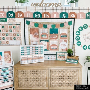 Modern Plaid Themed Classroom Decor Bundle Editable Classroom - Etsy