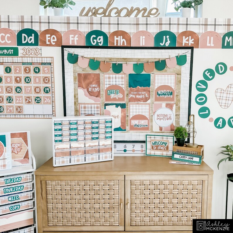 Modern Plaid Themed Classroom Decor Bundle Editable Classroom - Etsy