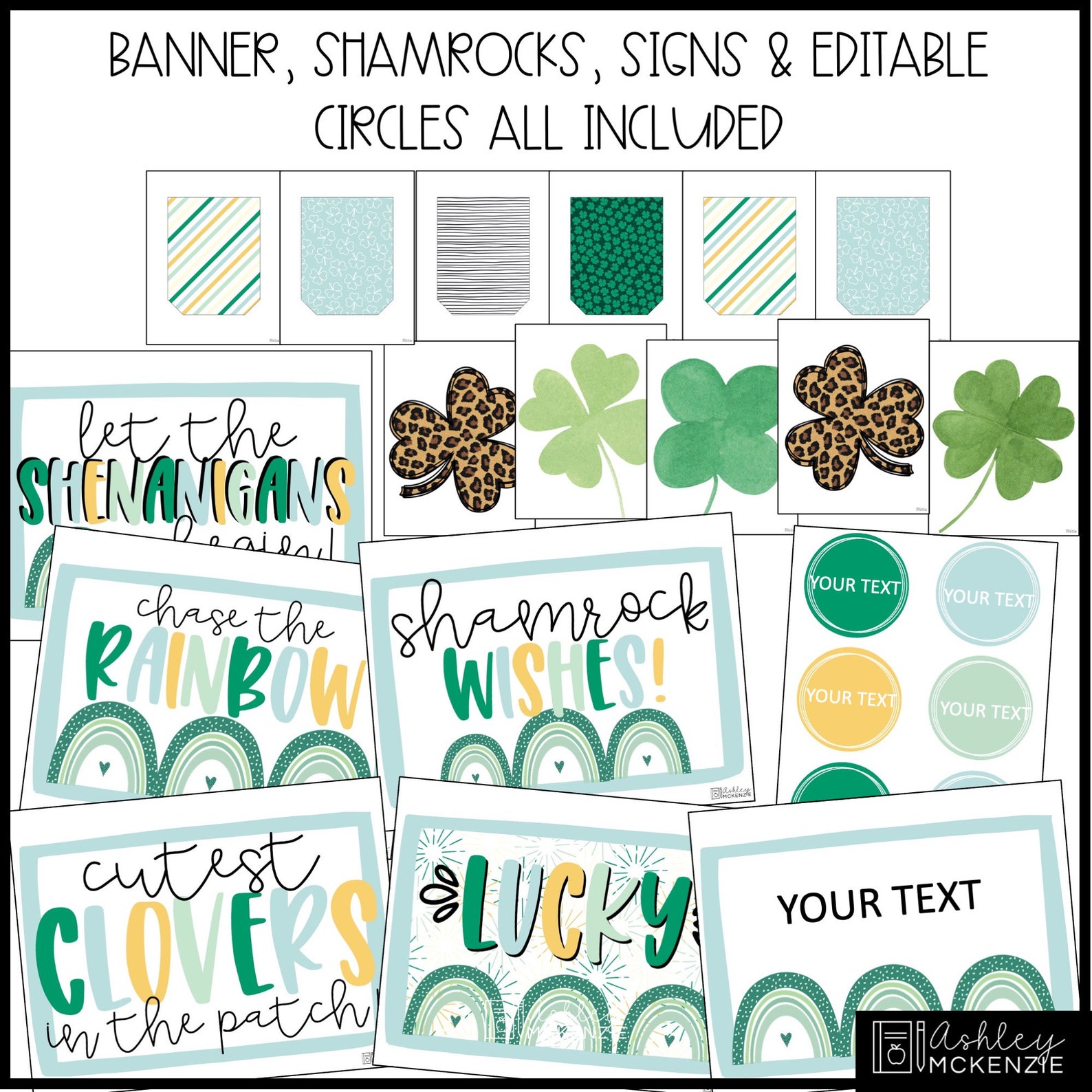 St. Patrick's Day Clovers Bulletin Board or Classroom Door Decor, Easy ...