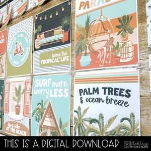 Beach Themed Back to School Classroom Decor Tropical Bulletin Board Set ...