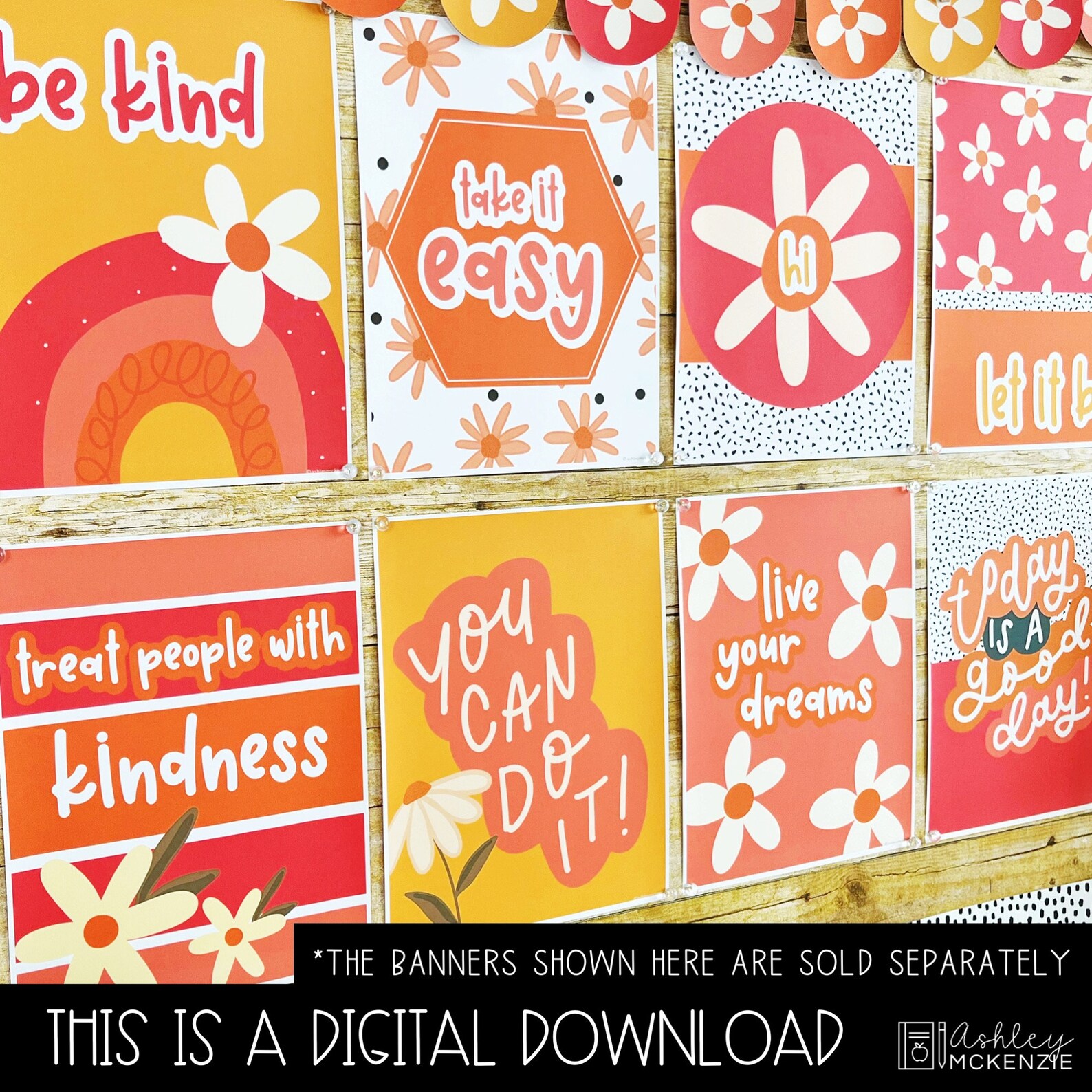 Daisy Themed Classroom Posters, Easy and Modern Classroom Decorations ...