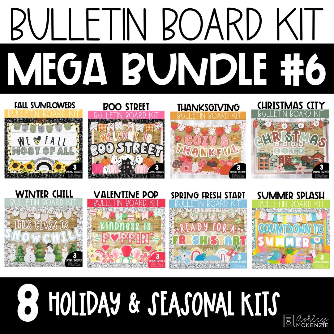 Bulletin Board Kits Bundle 6, Seasonal Classroom Decor for the Whole ...