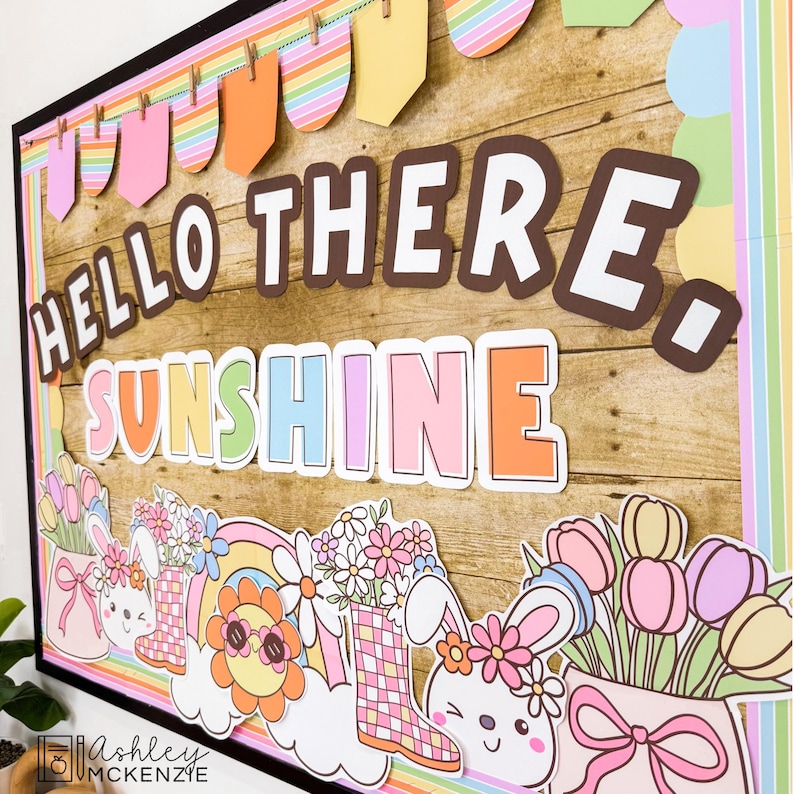 Pastel Spring Bulletin Board April Door Decor Sunshine Bulletin Board ...