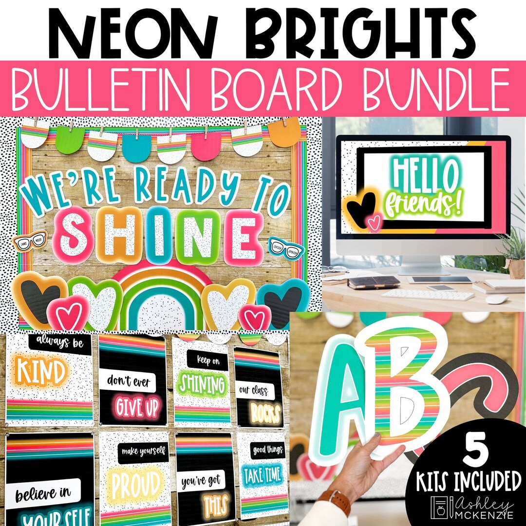Neon Bright Classroom Decor Back to School Bulletin Board Ideas ...