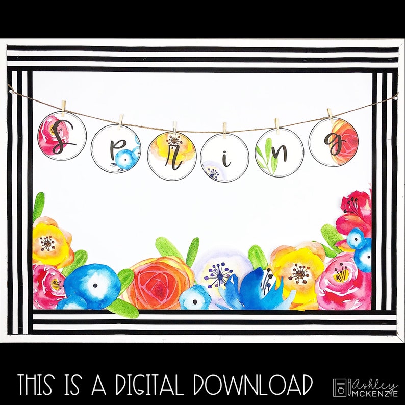 Spring Flowers Bulletin Board or Classroom Door Decor, March, April ...