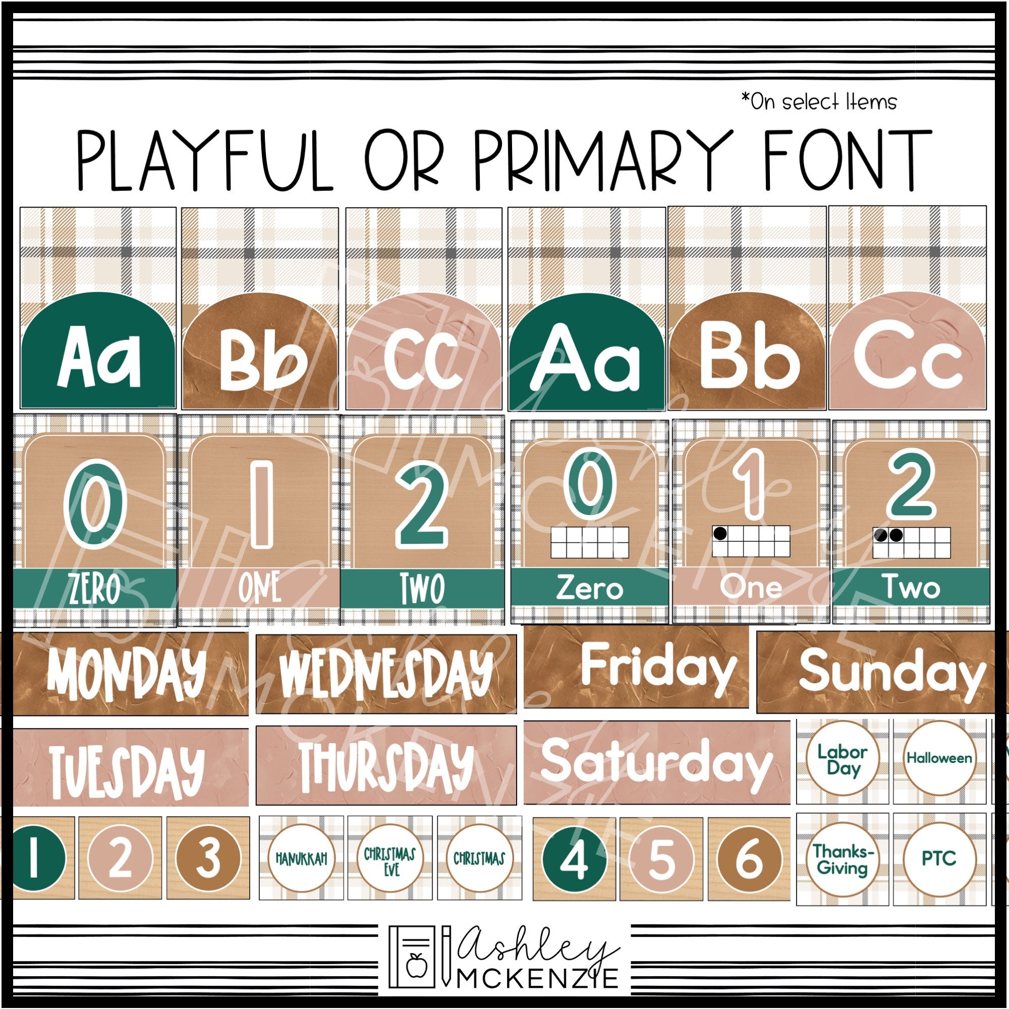 Modern Plaid Themed Classroom Decor Bundle, Editable Classroom Decor ...