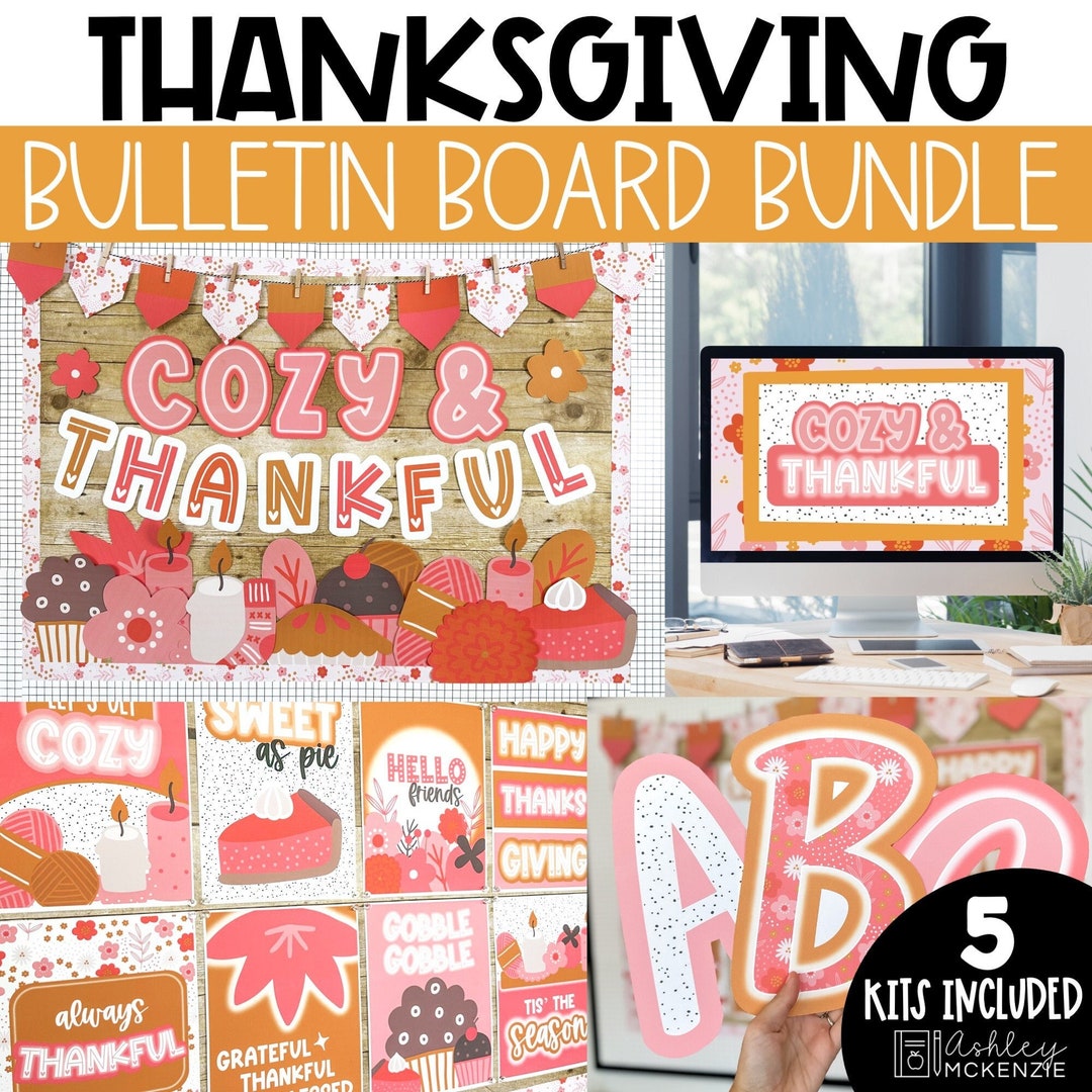 Cozy Thanksgiving Classroom Decor, Holiday Season, Bulletin Board Kit ...