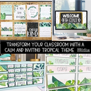 Modern Tropical Classroom Decor Bundle Calm Classroom Colors Back to ...