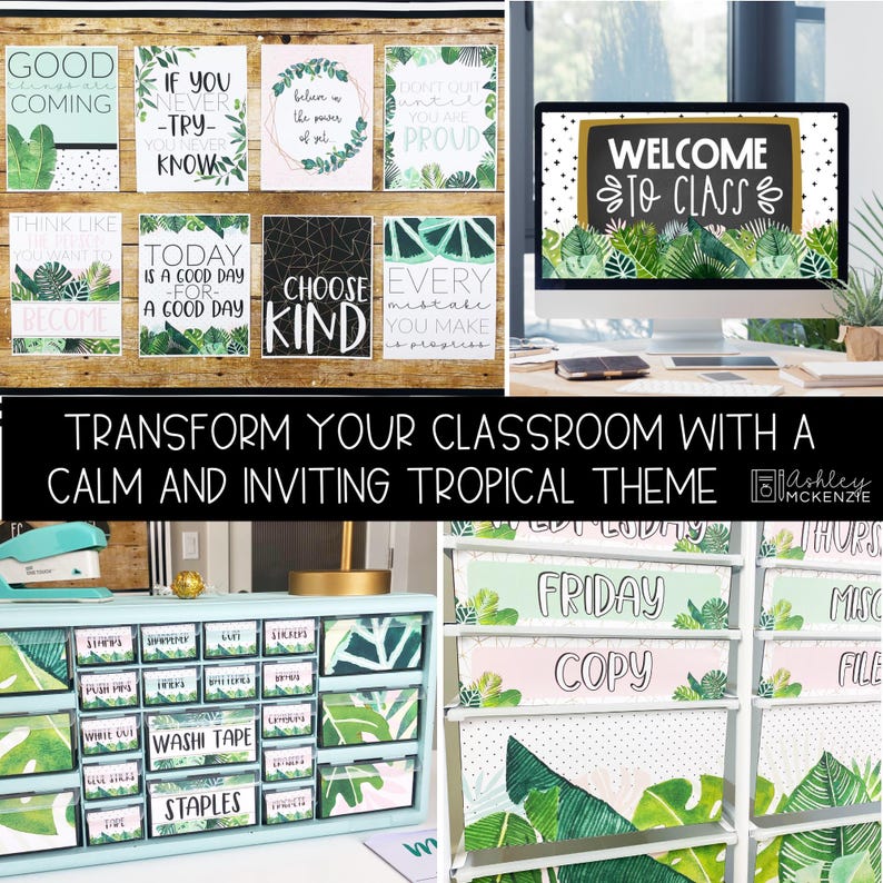 Modern Tropical Classroom Decor Bundle Calm Classroom Colors Back to ...