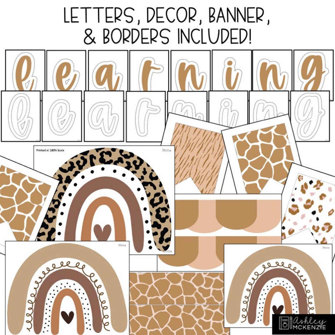 Animal Print Back to School Bulletin Board Kit Boho Neutral - Etsy