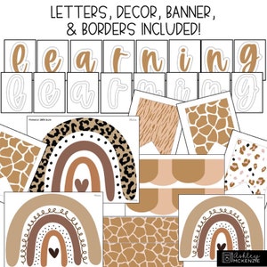 Animal Print Back to School Bulletin Board Kit, Boho Neutral Theme ...