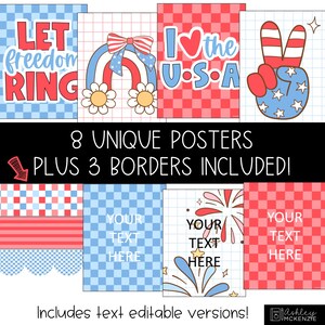 Patriotic 4th of July Posters With Printable Bulletin Board Borders ...