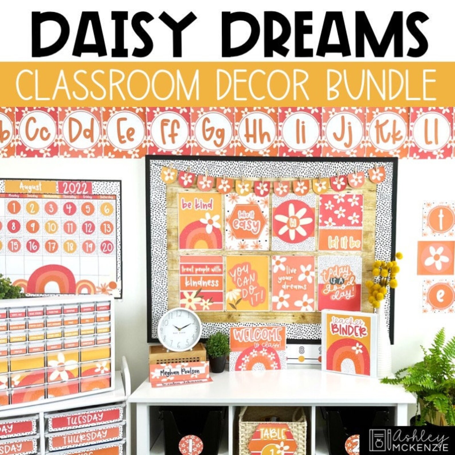 Daisy Themed Classroom Decor Bundle Editable Classroom Decor - Etsy