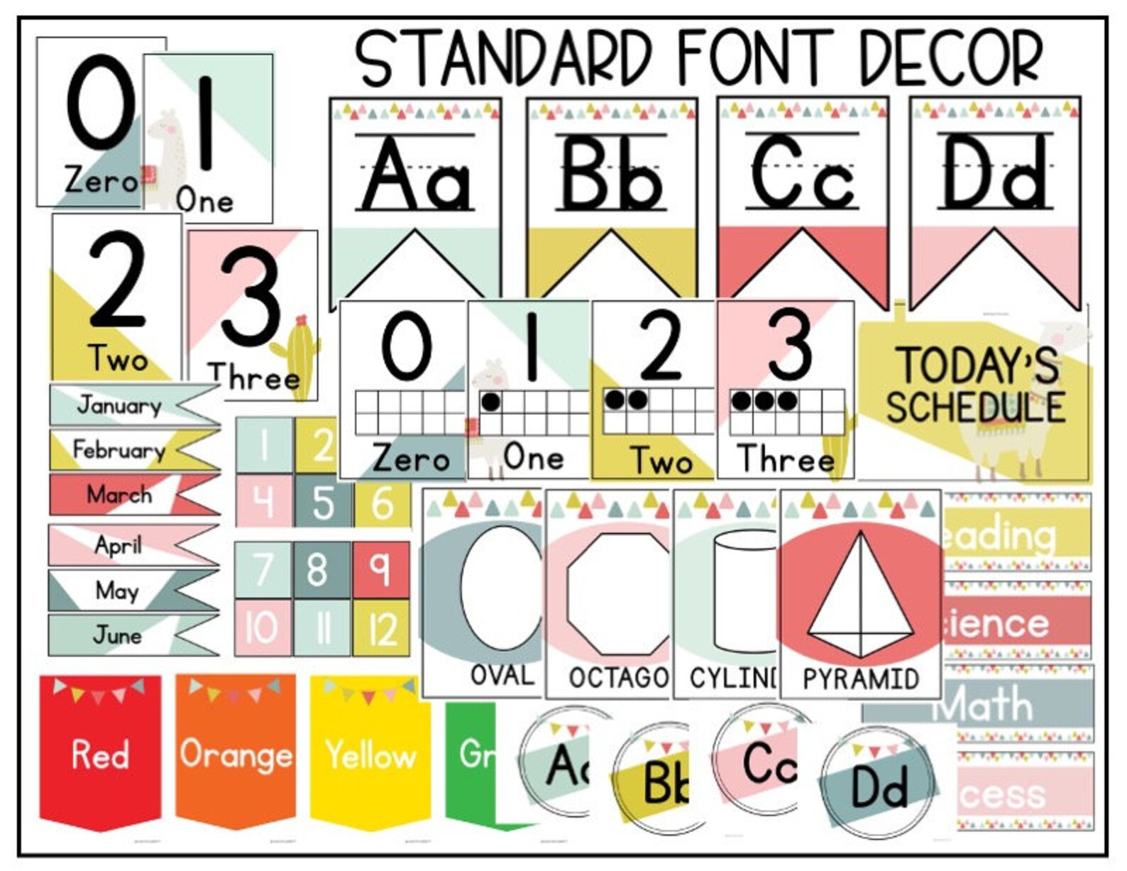 Llama and Cactus Classroom Decor Bundle Easy and Modern - Etsy