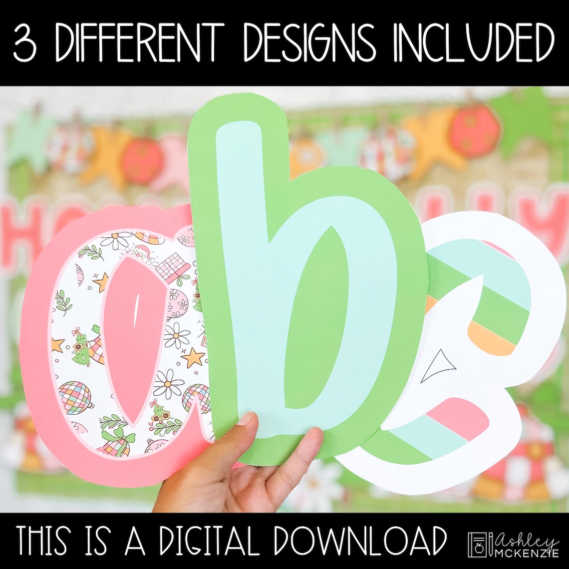 Christmas Bulletin Board Letters, Primary Font, Printable December ...
