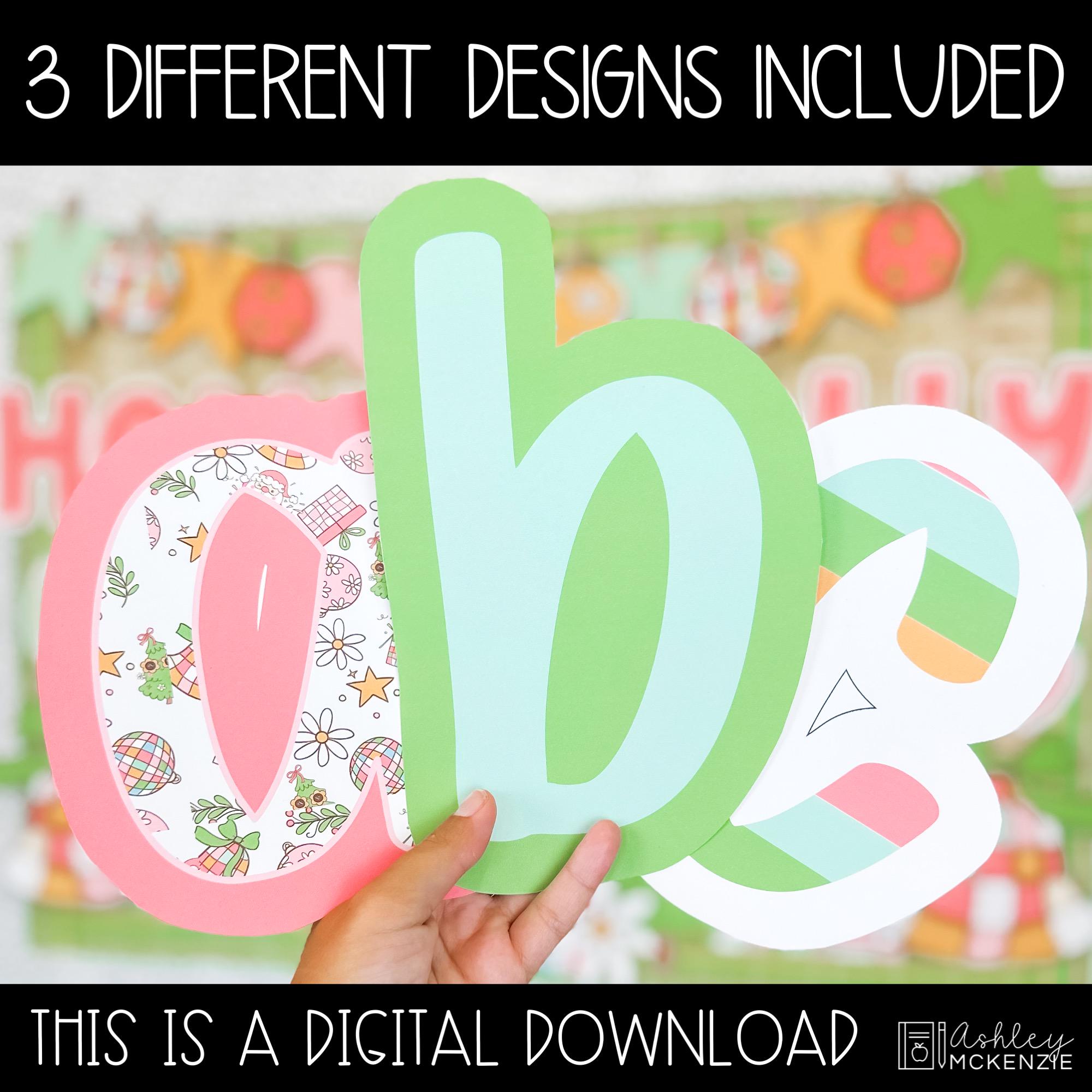 Christmas Bulletin Board Letters, Primary Font, Printable December ...