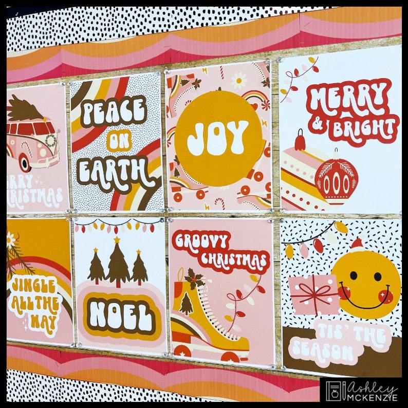 Christmas Retro Theme Classroom Posters Easy Holiday - Etsy