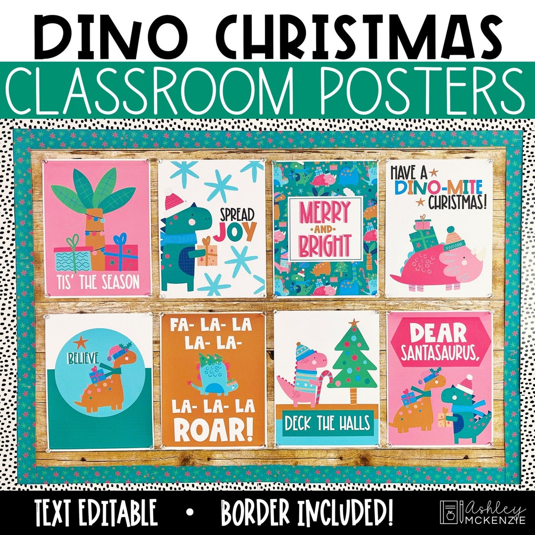 Christmas Dinosaur Theme Classroom Posters, Easy Holiday Classroom ...
