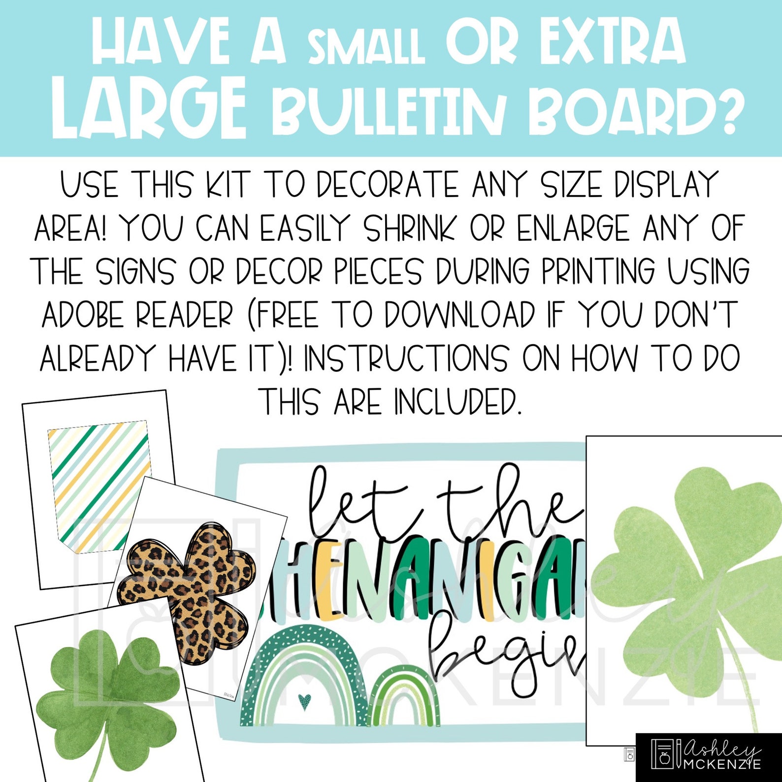 St. Patrick's Day Clovers Bulletin Board or Classroom Door Decor, Easy ...