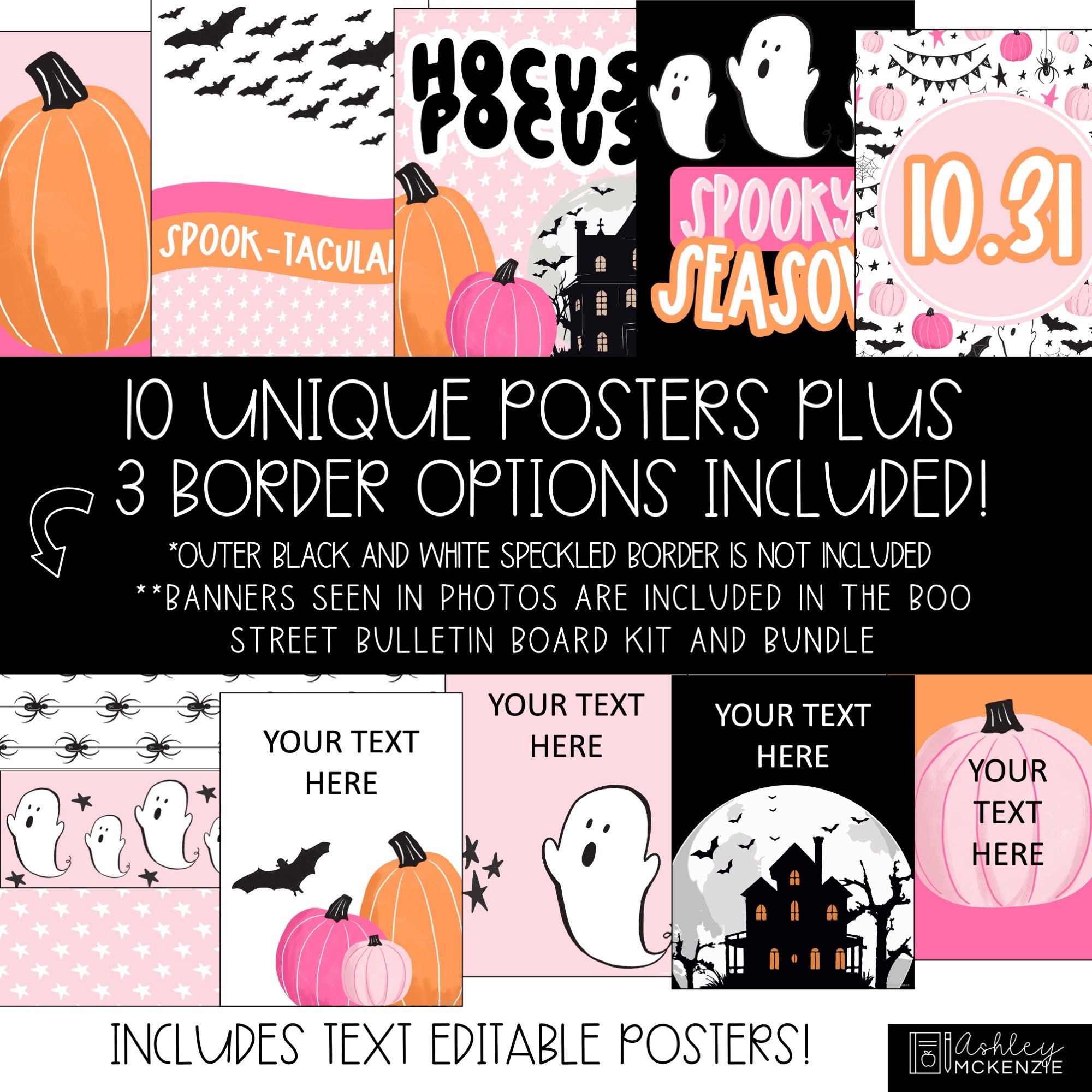 Halloween Classroom Posters Boo Street Theme October Bulletin Board ...