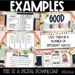 Boho Rainbow Flowers Google Slides and Powerpoint Templates, Digital ...