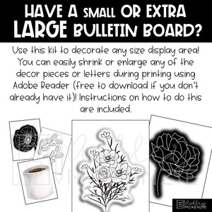Floral Black and White Bulletin Board Kit Neutral Wildflowers Theme ...