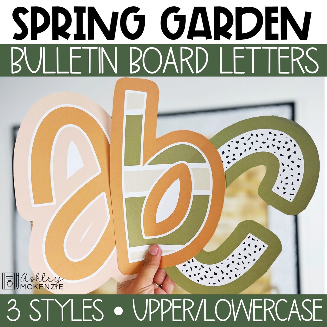 Spring Garden Classroom Decor, A-Z Bulletin Board Letters, Punctuation ...