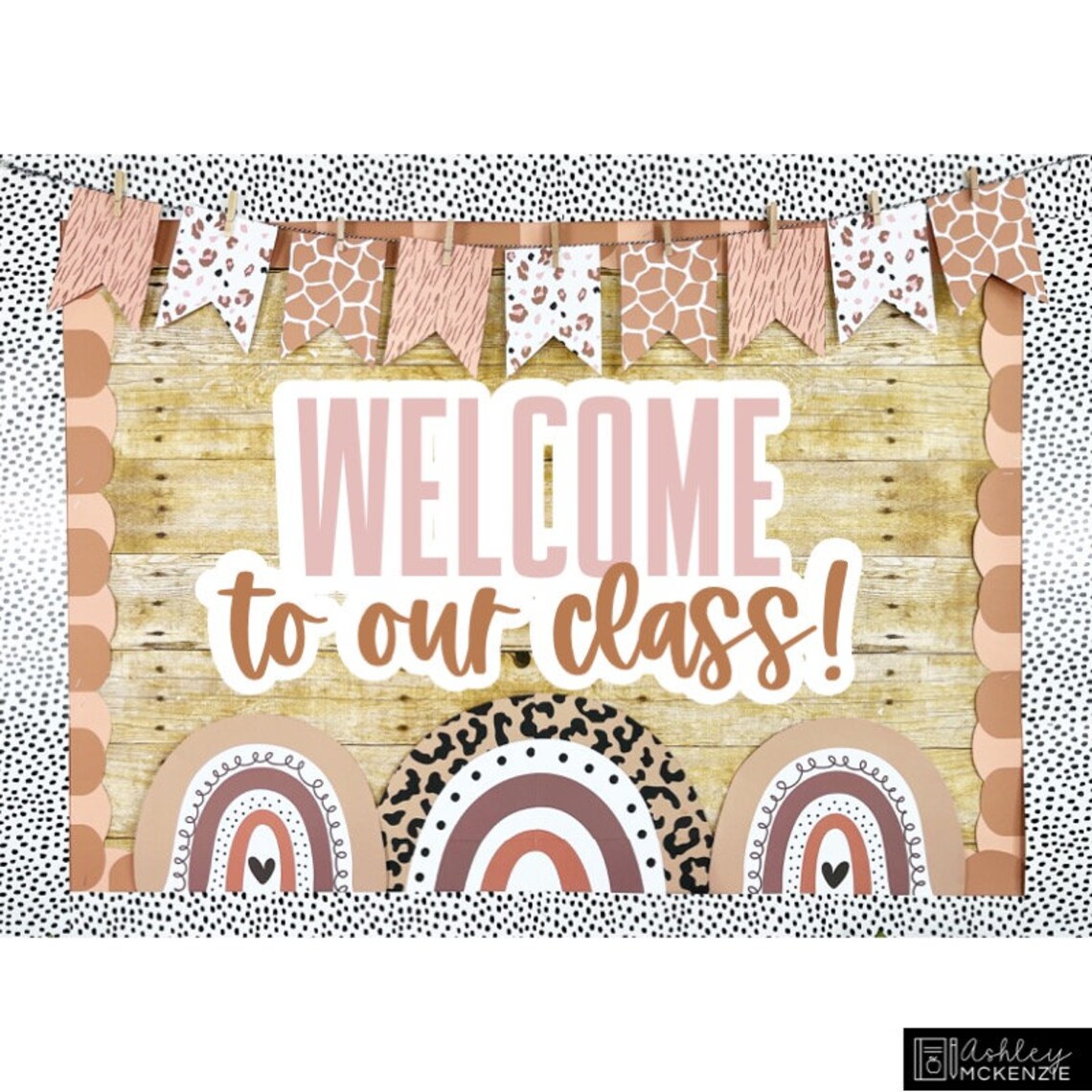 Animal Print Back to School Bulletin Board Kit Boho Neutral - Etsy