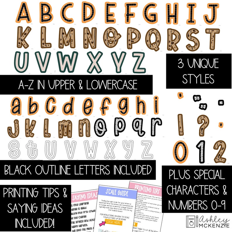 Fall Pumpkins Classroom Decor, A-Z Bulletin Board Letters, Punctuation ...