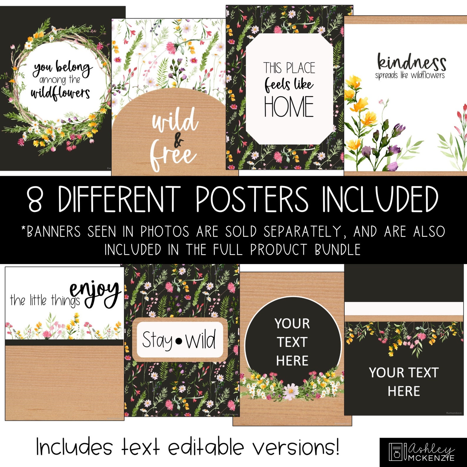 Wildflowers Themed Classroom Posters, Easy and Modern Classroom ...