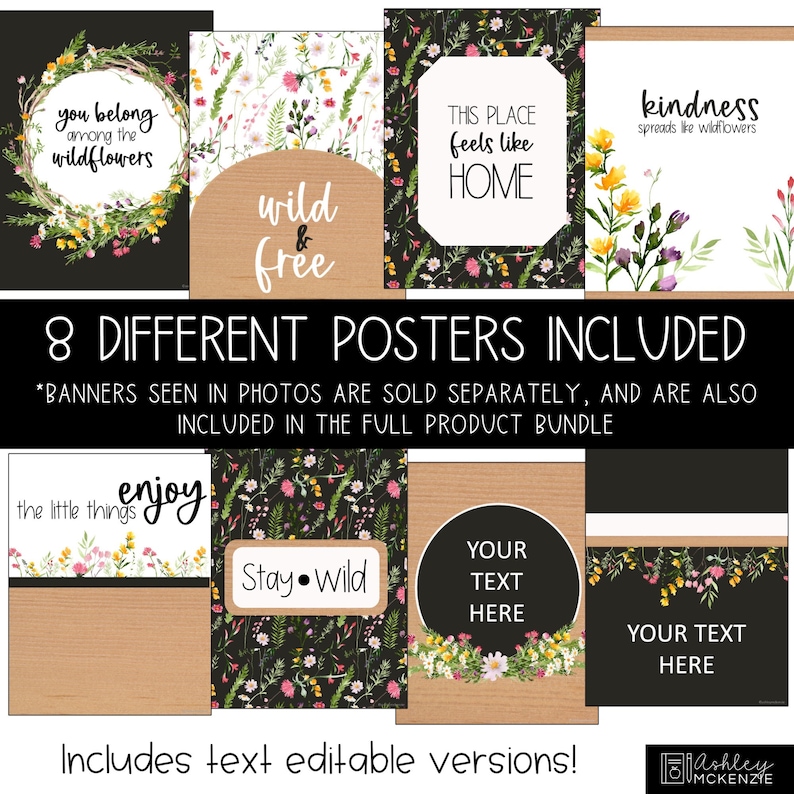 Wildflowers Themed Classroom Posters, Easy and Modern Classroom ...