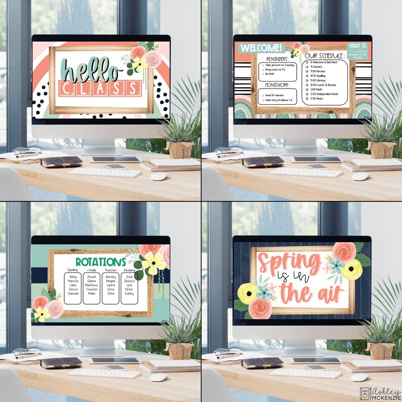 Boho Spring Google Slides and Powerpoint Templates, April Daily Slides ...