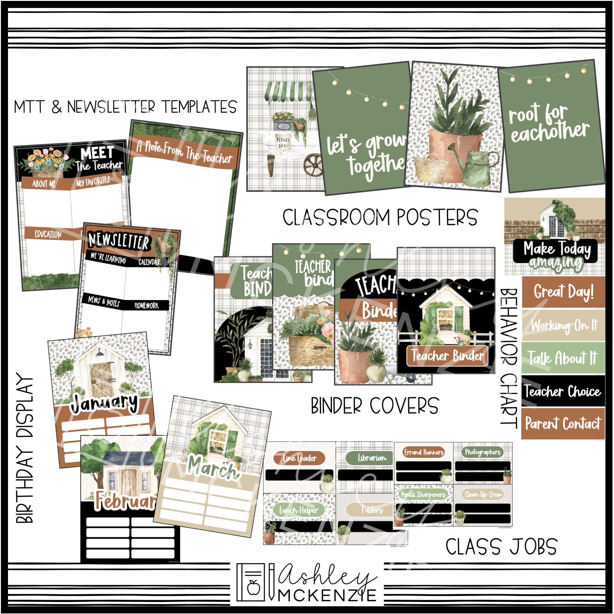 Modern Garden Classroom Decor Bundle Nature Bulletin Board Ideas ...